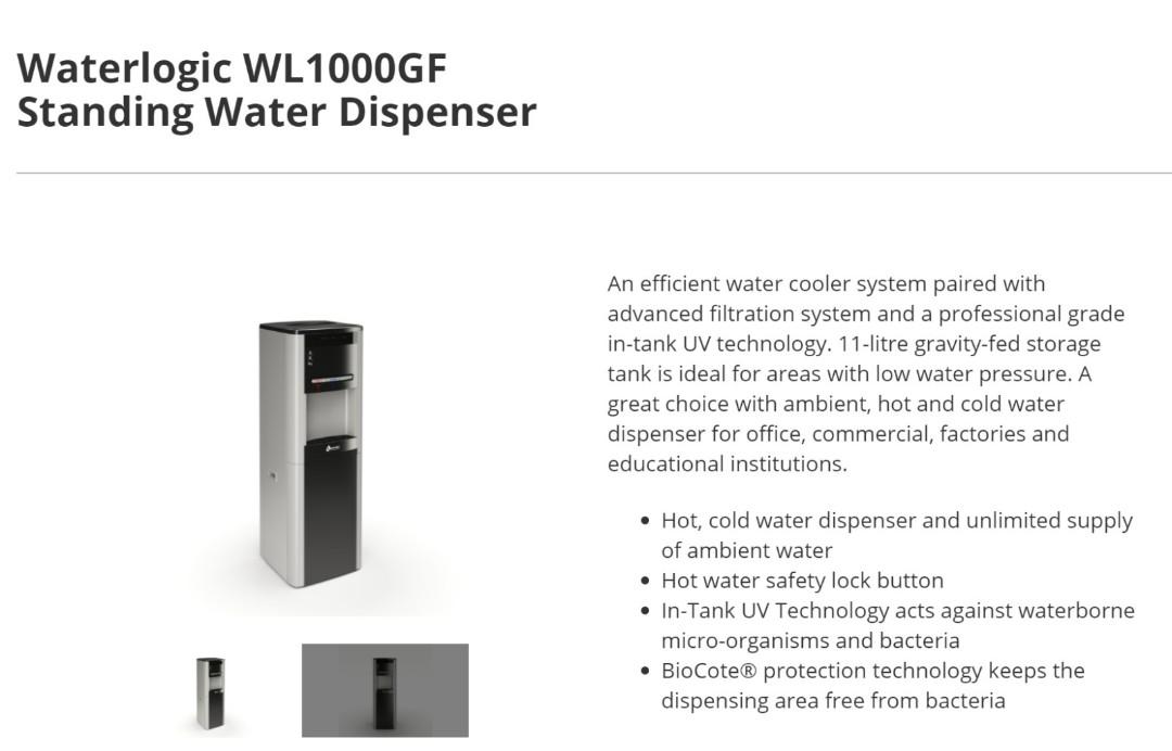 Waterlogic Standing Filtered Water Dispenser, TV & Home Appliances ...