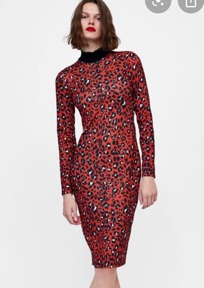 Zara leopard print bodycon midi dress, Fesyen Wanita, Pakaian Wanita ...