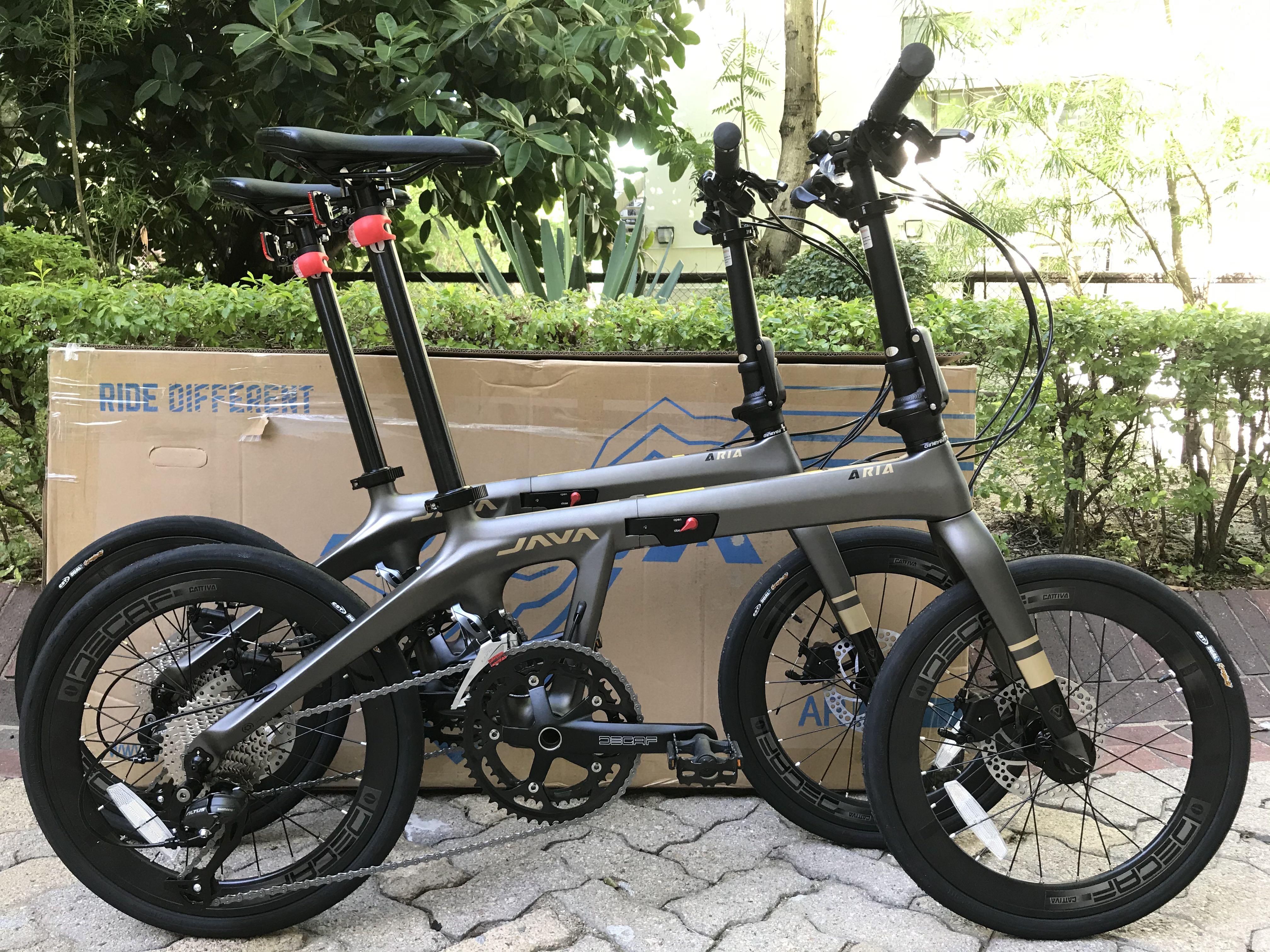 又交收兩部 鈦色 2021 JAVA ARIA 18S M2000變速 20吋 碳纖維 折叠車, 運動產品, 單車及配件, 單車 - Carousell