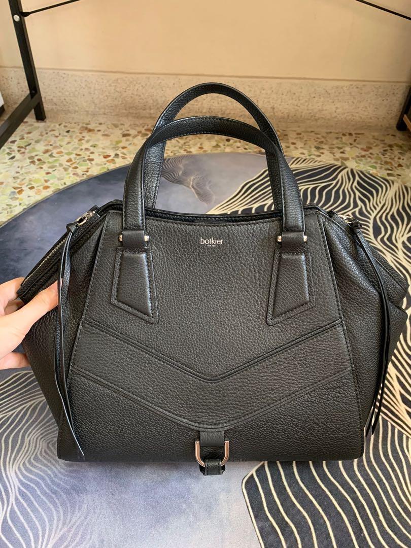 Botkier Trigger angle black leather satchel bag, Women's Fashion, Bags ...