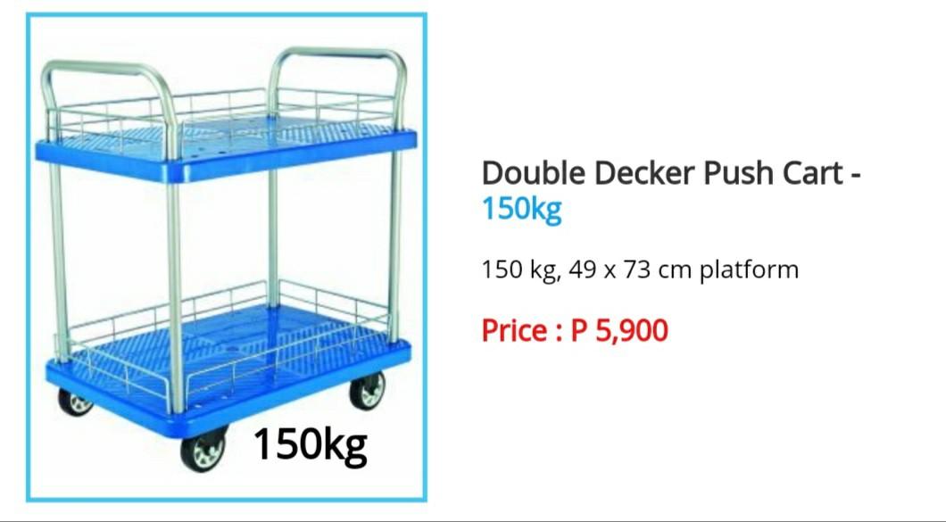 Double Decker Push Cart 150kg capacity 49 x 73 cm platform, Furniture ...