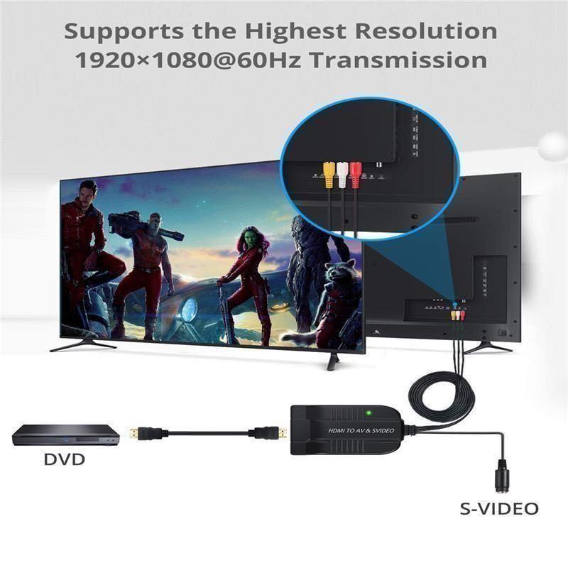 HDMI To AV CVBS S-video Converter Adapter Composite R/L Audio & AV Svideo Cable (M1313 ...