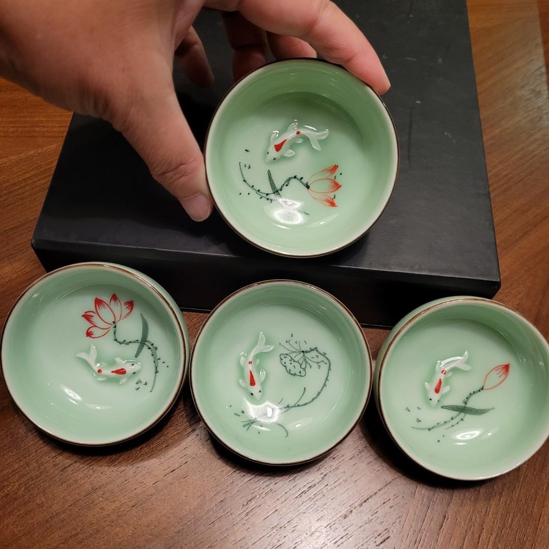 JD koi fish tea cup set, Furniture & Home Living, Kitchenware ...