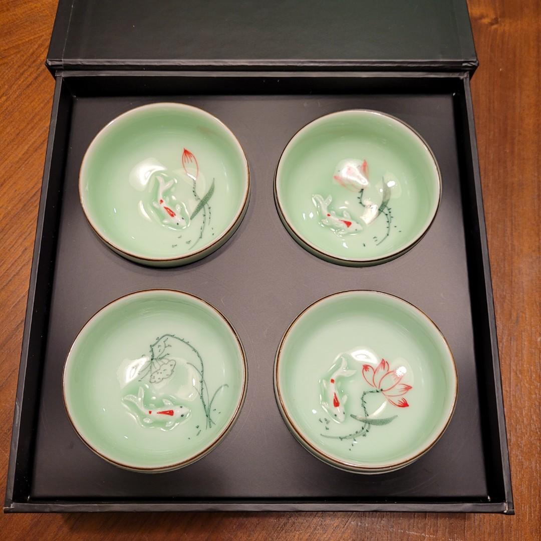 JD koi fish tea cup set, Furniture & Home Living, Kitchenware ...