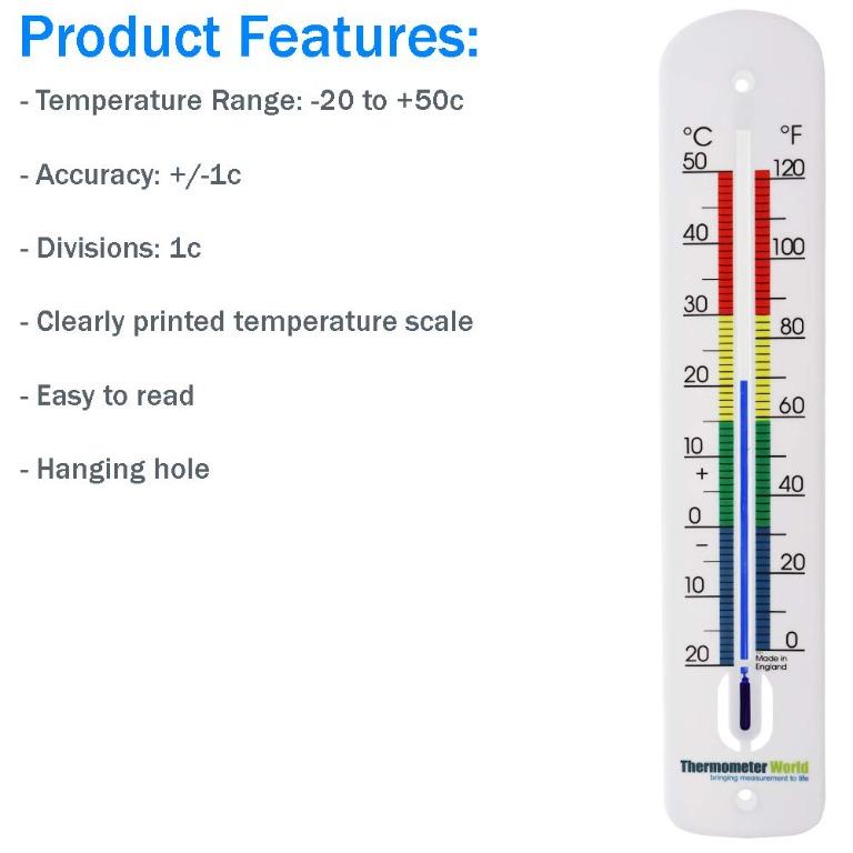 Large Outdoor Thermometer 380 mm Long - Garden Thermometer Outdoor Made ...