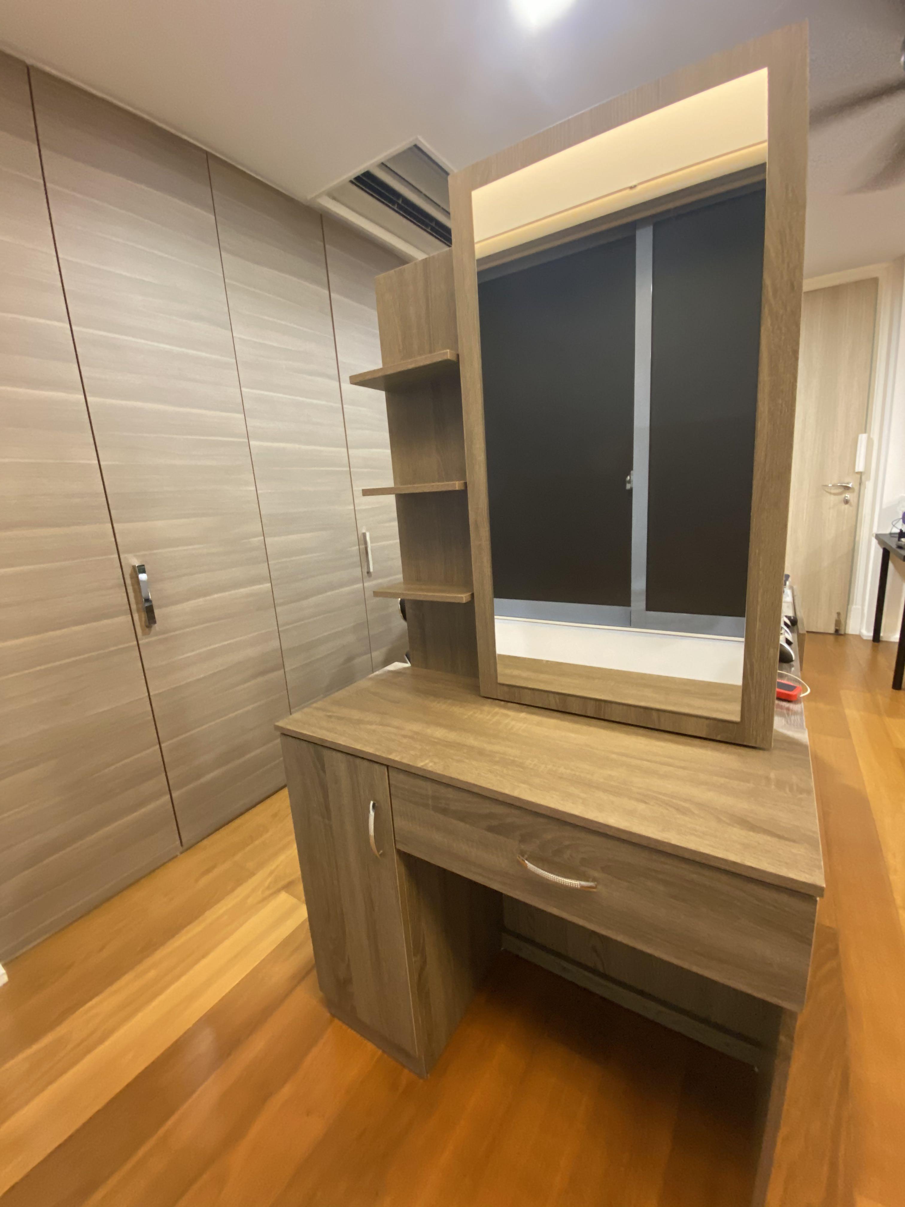 Like new dressing table with sliding door mirror and drawers and side ...