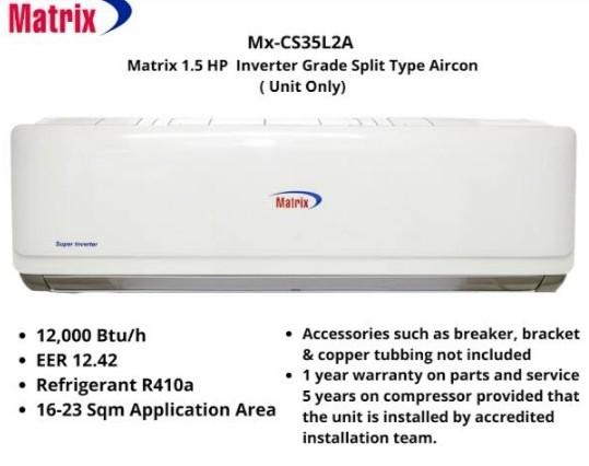 Matrix split type aircon inverter, TV & Home Appliances, Air ...