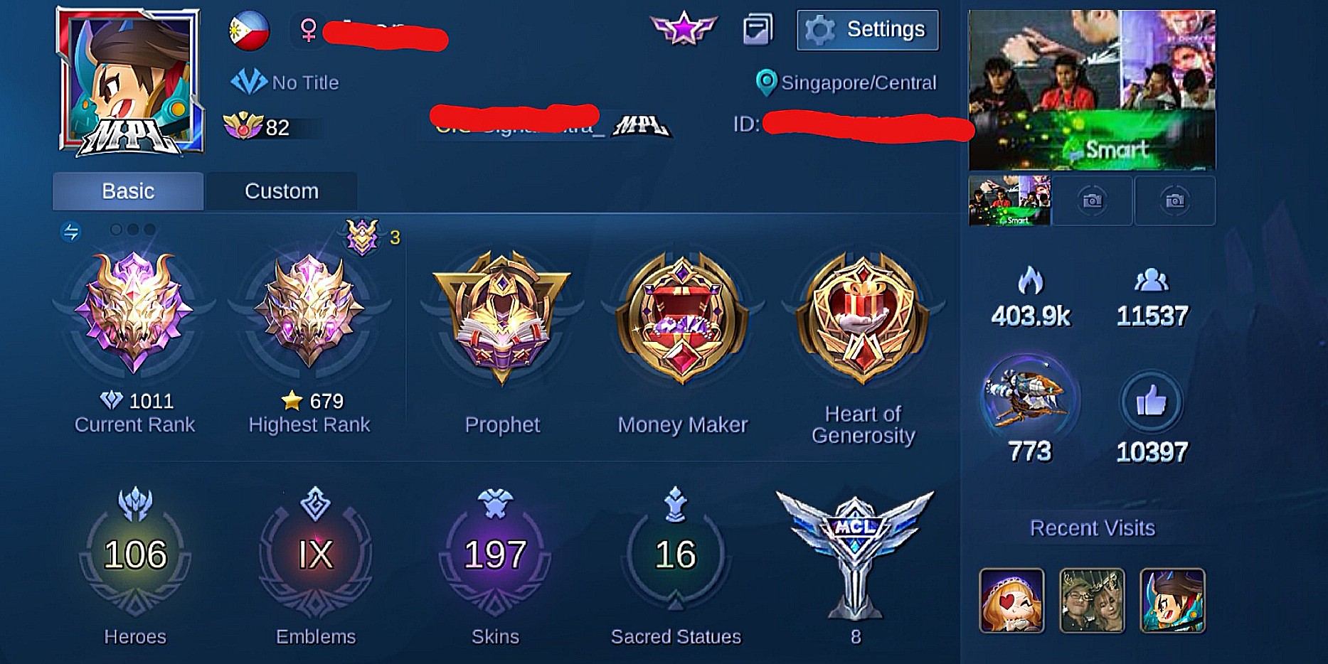 Mobile legend pro player account with hide history function, Video ...