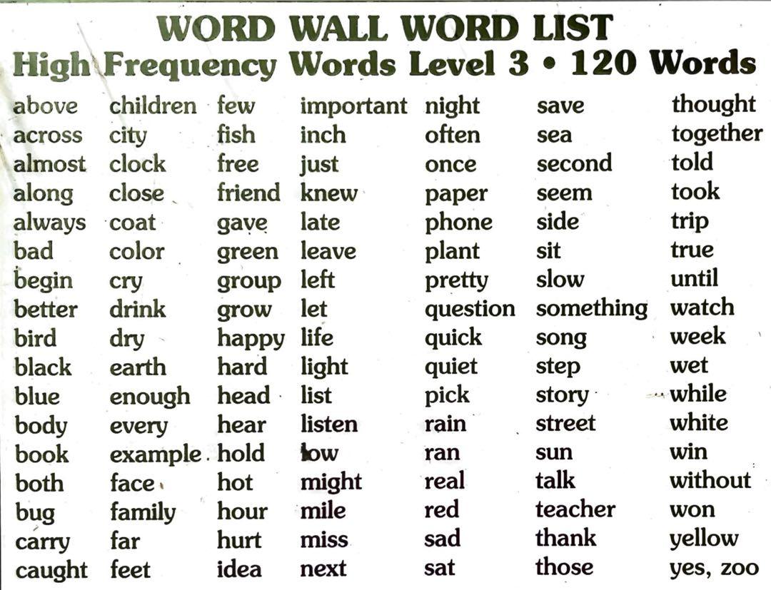 [NEW] High Frequency Word Wall Cards, Hobbies & Toys, Books & Magazines ...
