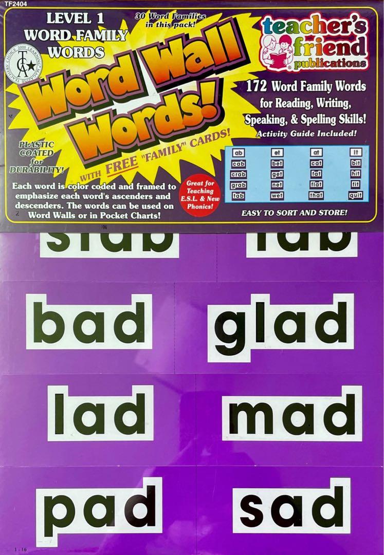 [NEW] Word Family Word Wall Cards, Hobbies & Toys, Books & Magazines ...