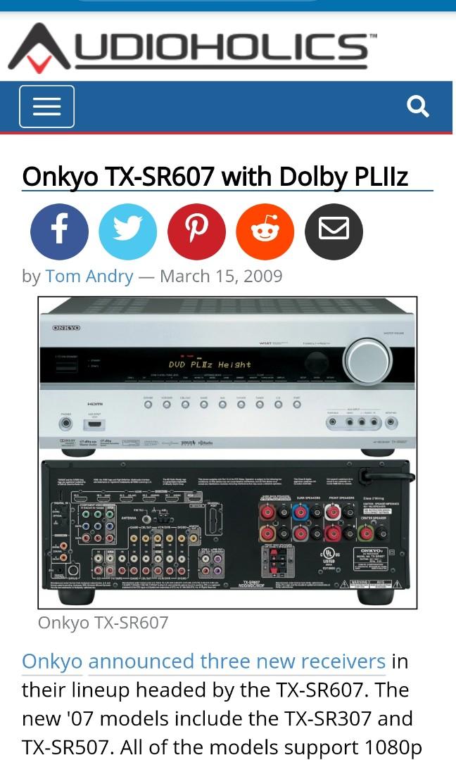Onkyo TX-SR607 with Dolby PLIIz, Audio, Soundbars, Speakers ...
