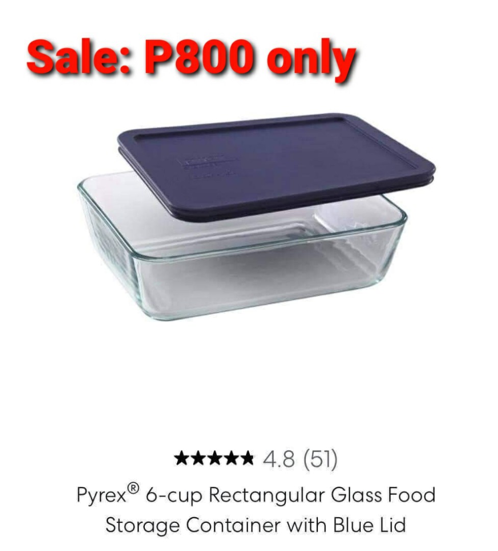 Pyrex 6cup/1.5L Rectangular Storage with Blue Lid, Furniture & Home ...