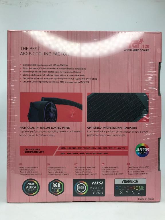 YGT ARGB 120 LIQUID COOLER DEEP FROST, ARGB LIGHTING SYNC, TDP 130W, 18DB NOISE LEVEL, 2200 RPM ...