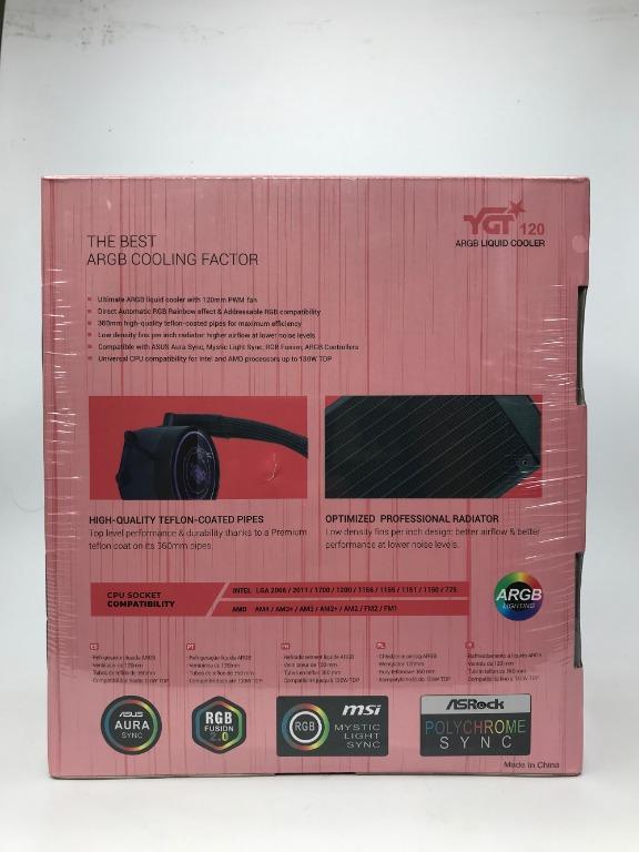 YGT ARGB 120 LIQUID COOLER DEEP FROST, ARGB LIGHTING SYNC, TDP 130W, 18DB NOISE LEVEL, 2200 RPM ...
