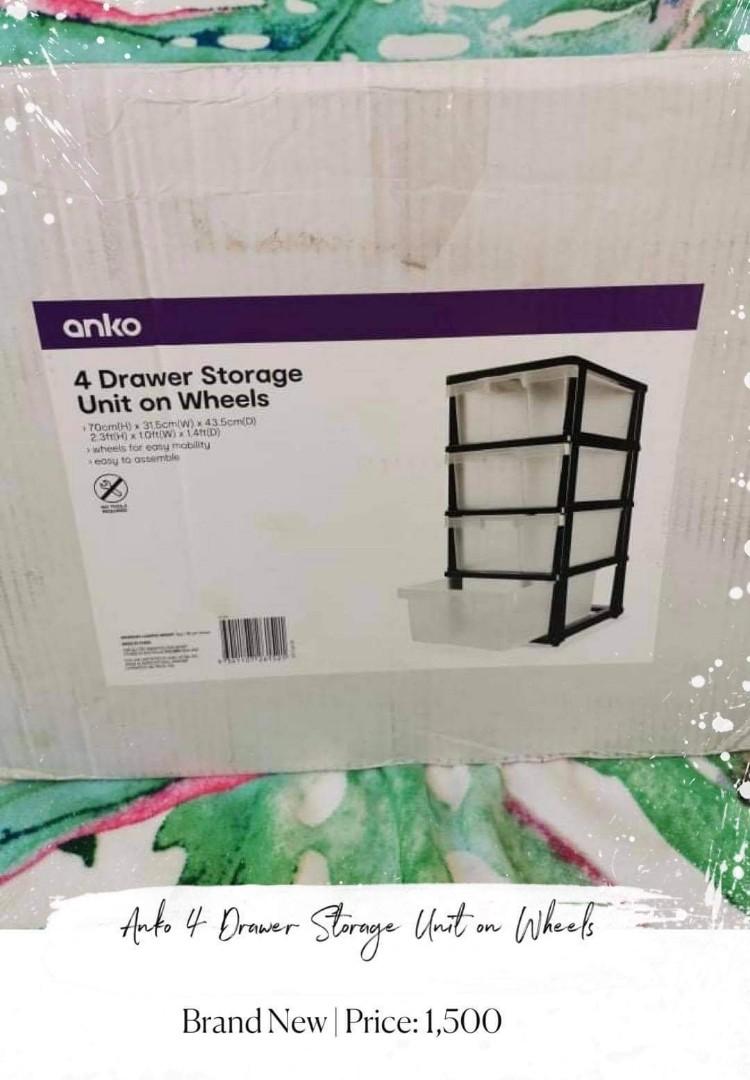 Anko 4 Drawer Storage Unit on Wheels, Furniture & Home Living ...