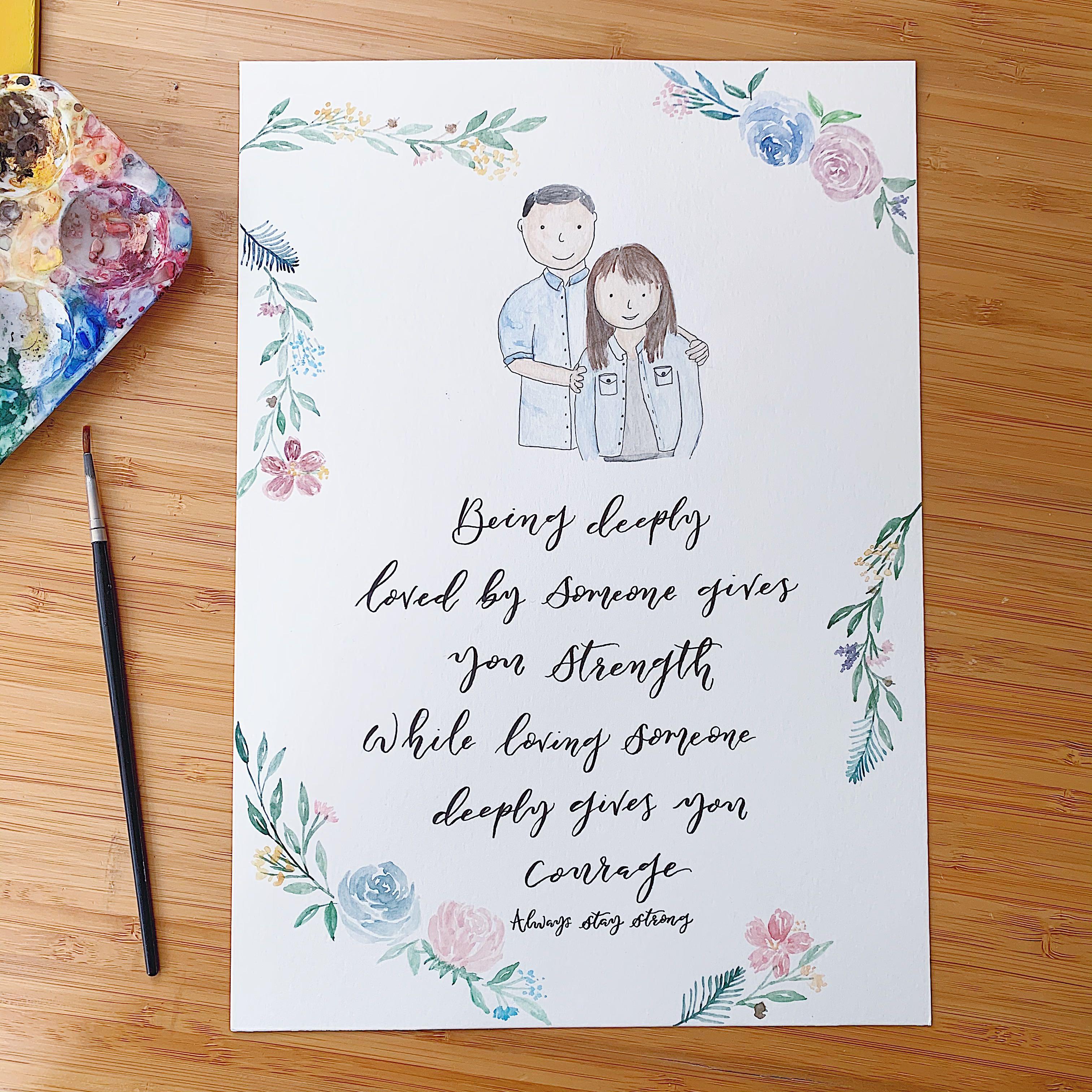 Bespoke calligraphy portrait illustration, Hobbies & Toys, Art & Prints ...