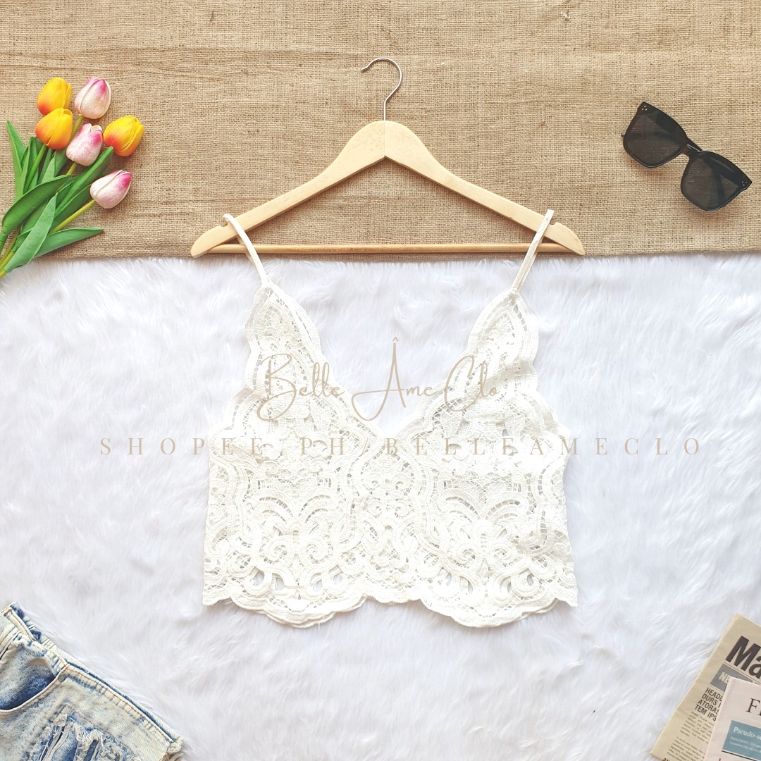 Cache Cache White Lace Crochet Crop Top, Women's Fashion, Tops, Others ...