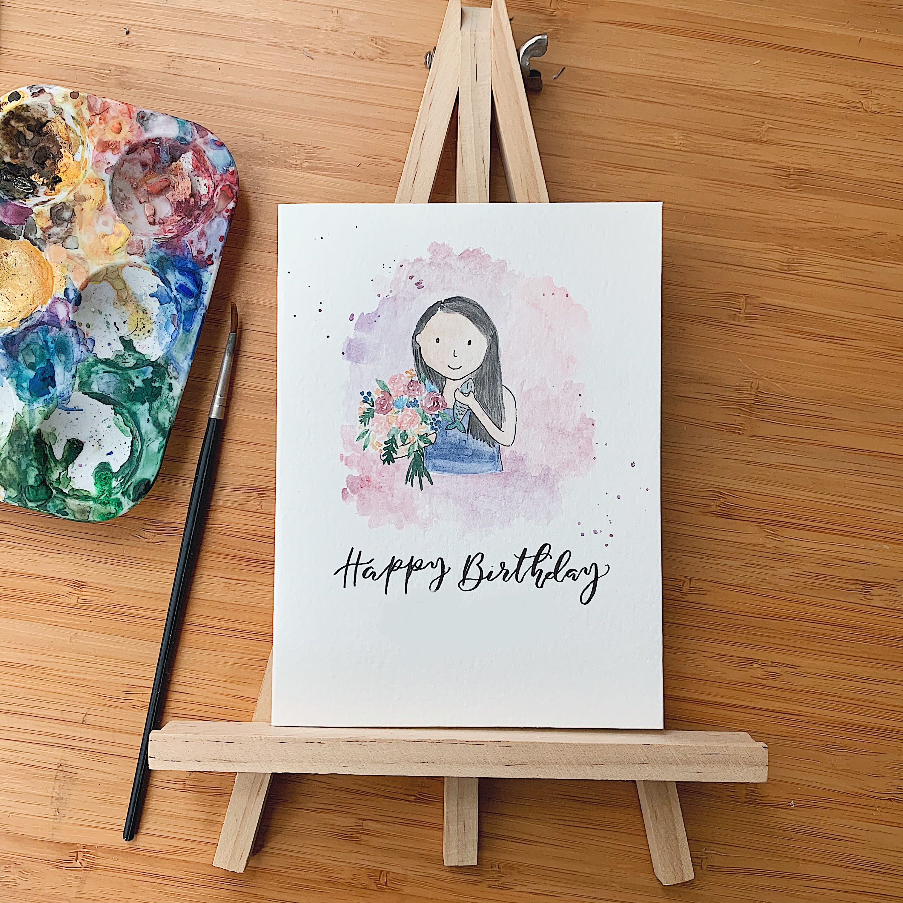 Customise portrait illustration birthday card, Hobbies & Toys ...