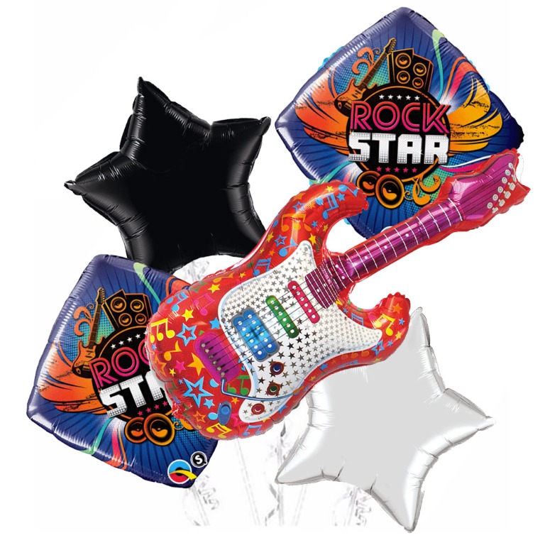Guitar Rock Star Foil Balloon Bouquet, Hobbies & Toys, Stationery ...