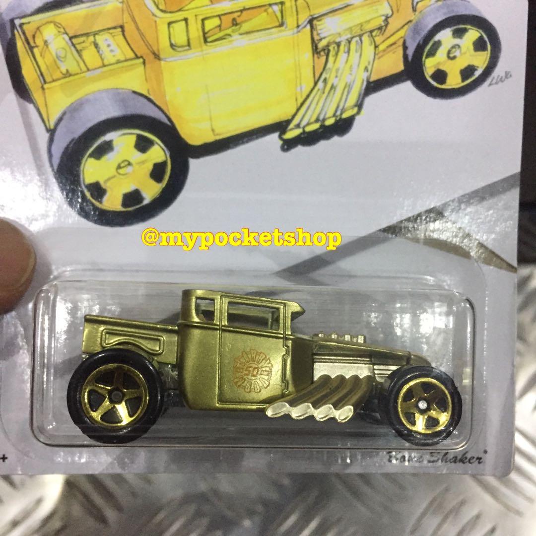 Hot Wheels BONE SHAKER - Gold / Chase / 2019 Hotwheels Larry Wood 50th Anniversary Series / Non ...
