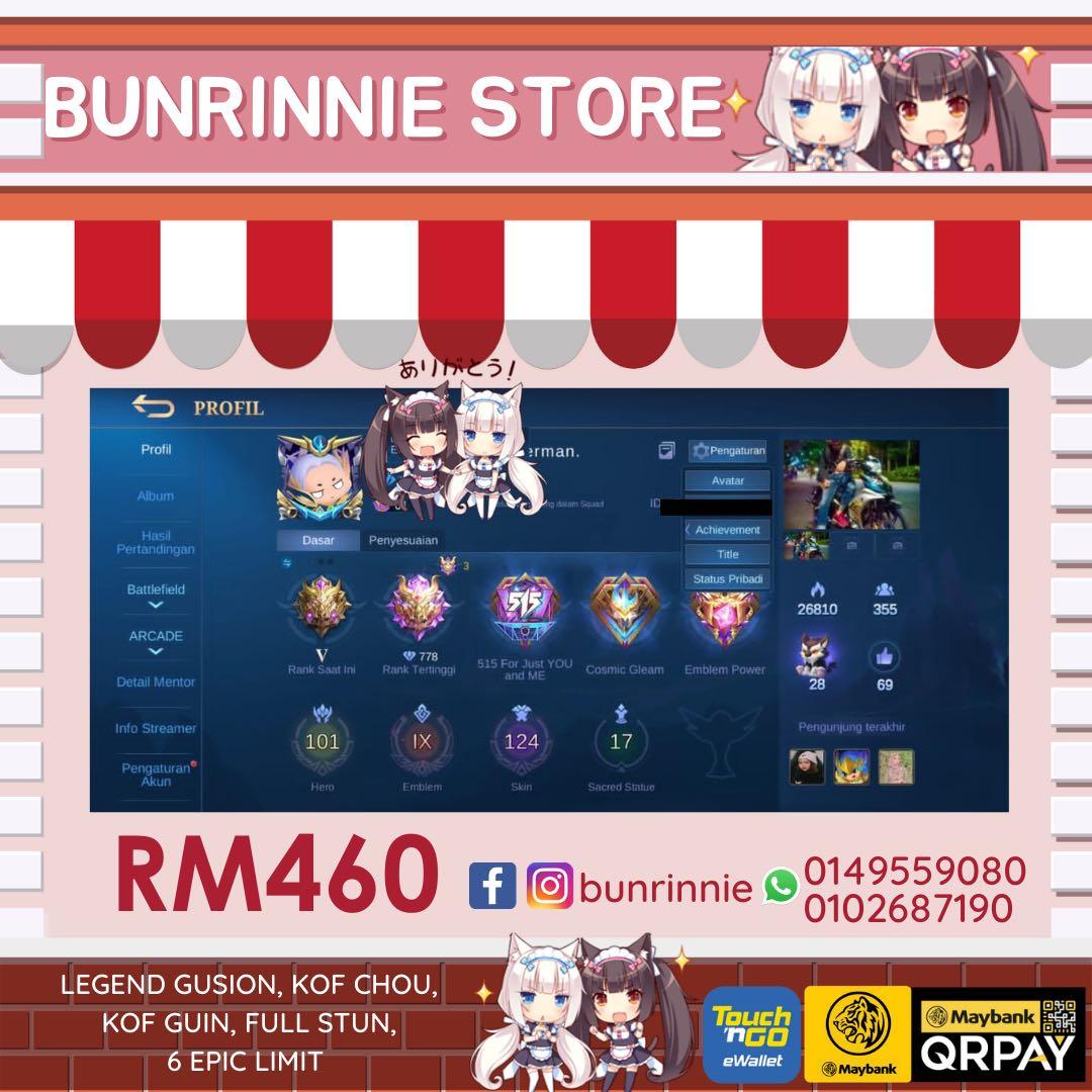 Mobile Legends Legend Gs, KOF Chou, KOF Guin, Full STUN, 6 Epic Limit ...