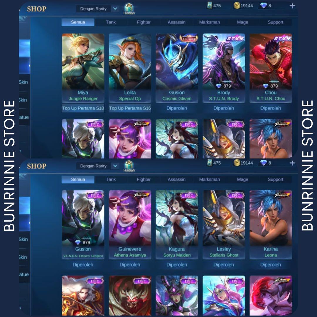 Mobile Legends Legend Gs, KOF Chou, KOF Guin, Full STUN, 6 Epic Limit ...