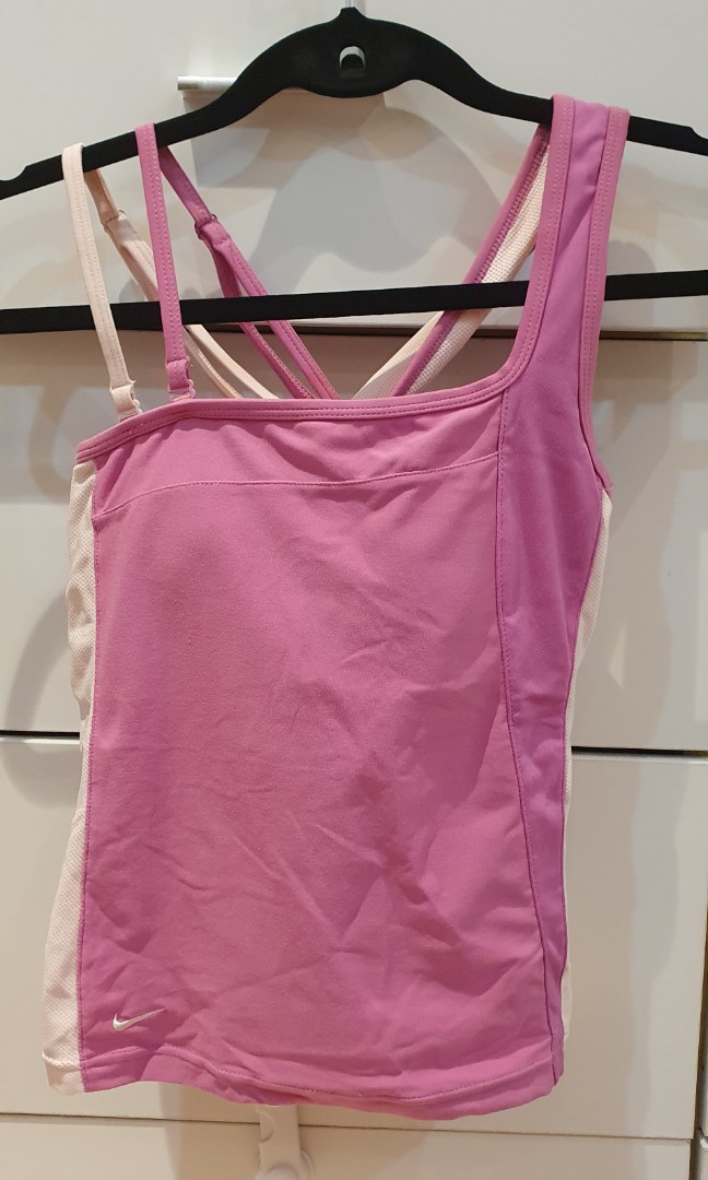Nike authentic dry fit pink & cream top, Women's Fashion, Activewear on ...