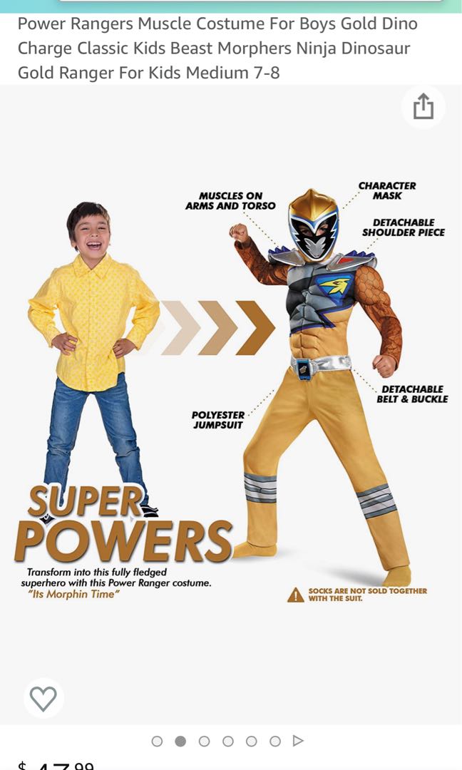 Power Rangers Muscle Costume, Babies & Kids, Babies & Kids Fashion on ...