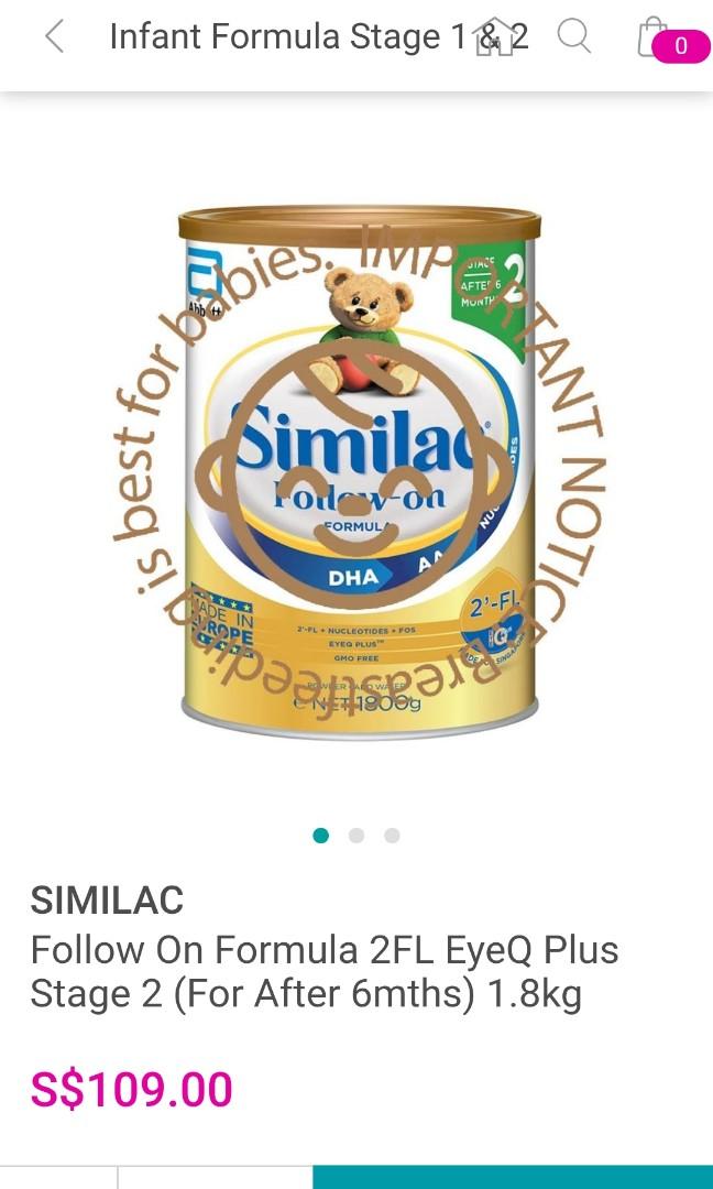 Similac Stage 2 follow on 1.8kg 2FL, Babies & Kids, Nursing & Feeding ...