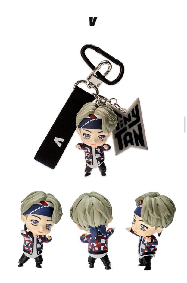 Taehyung BTS V Tinytan figurine keyring with tmoney Tae bt21, Hobbies ...