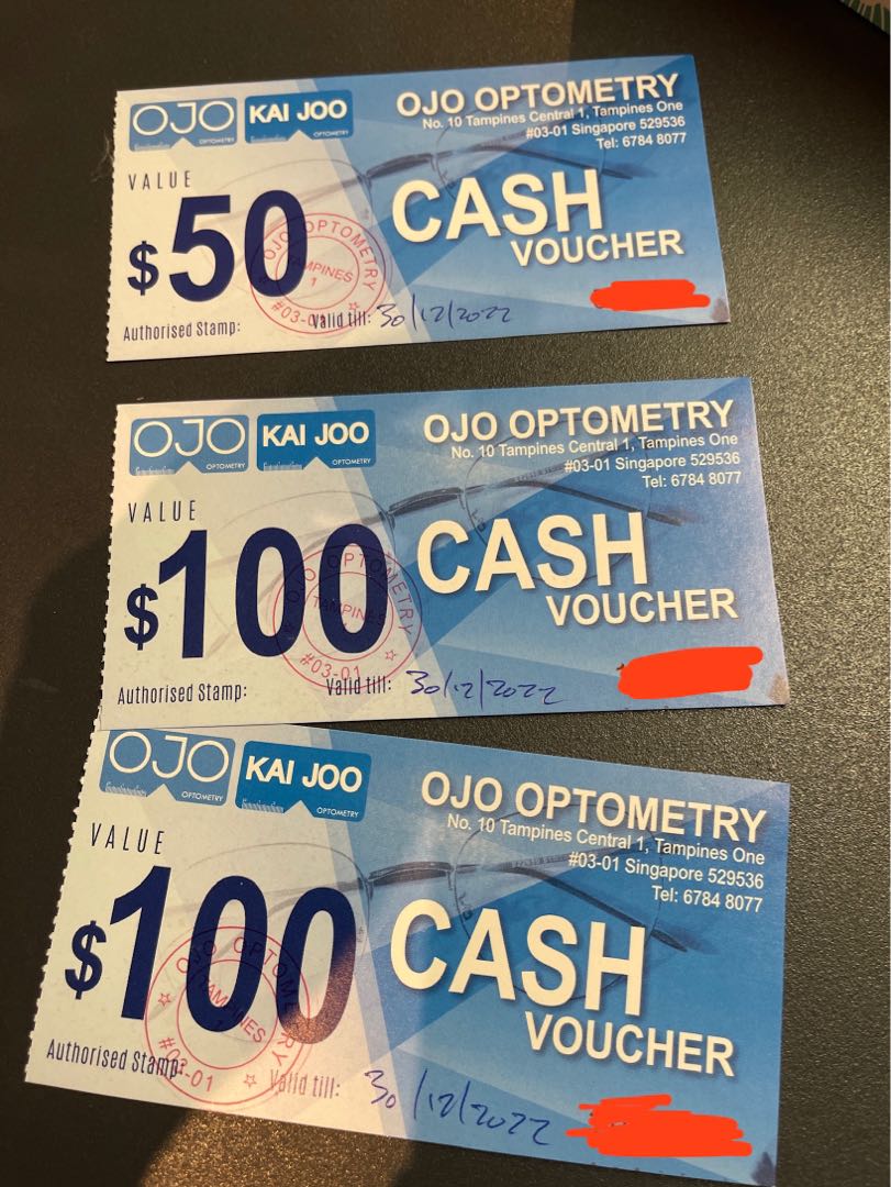 $250 OJO/Kai Joo Optometry Cash Voucher (Specs, Contacts, Glasses ...