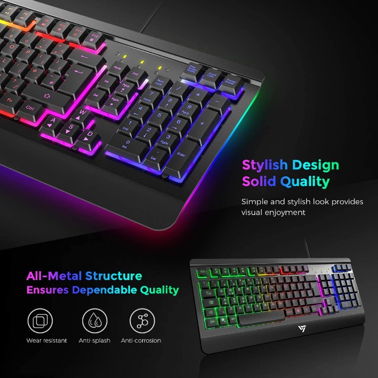 Gaming Keyboard UK, VicTsing Ultra-Slim All-Metal Frame USB Wired ...