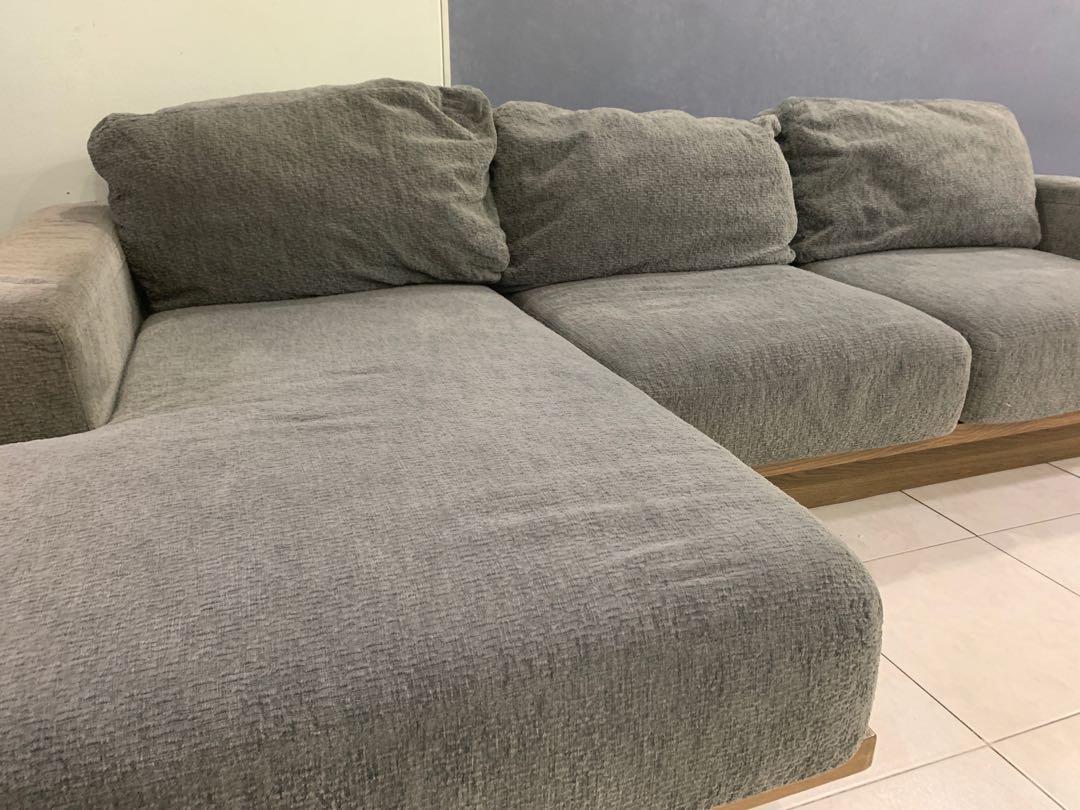 Grey branded (cellini) coach/ sofa with leg rest, Furniture & Home ...