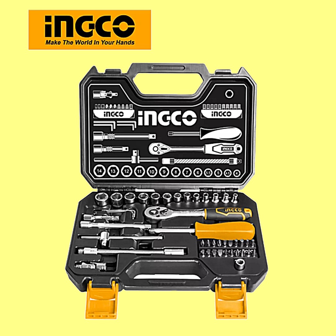 INGCO 45pcs 1/4" Socket set & Screwdriver bit torx ratchet driver case ...