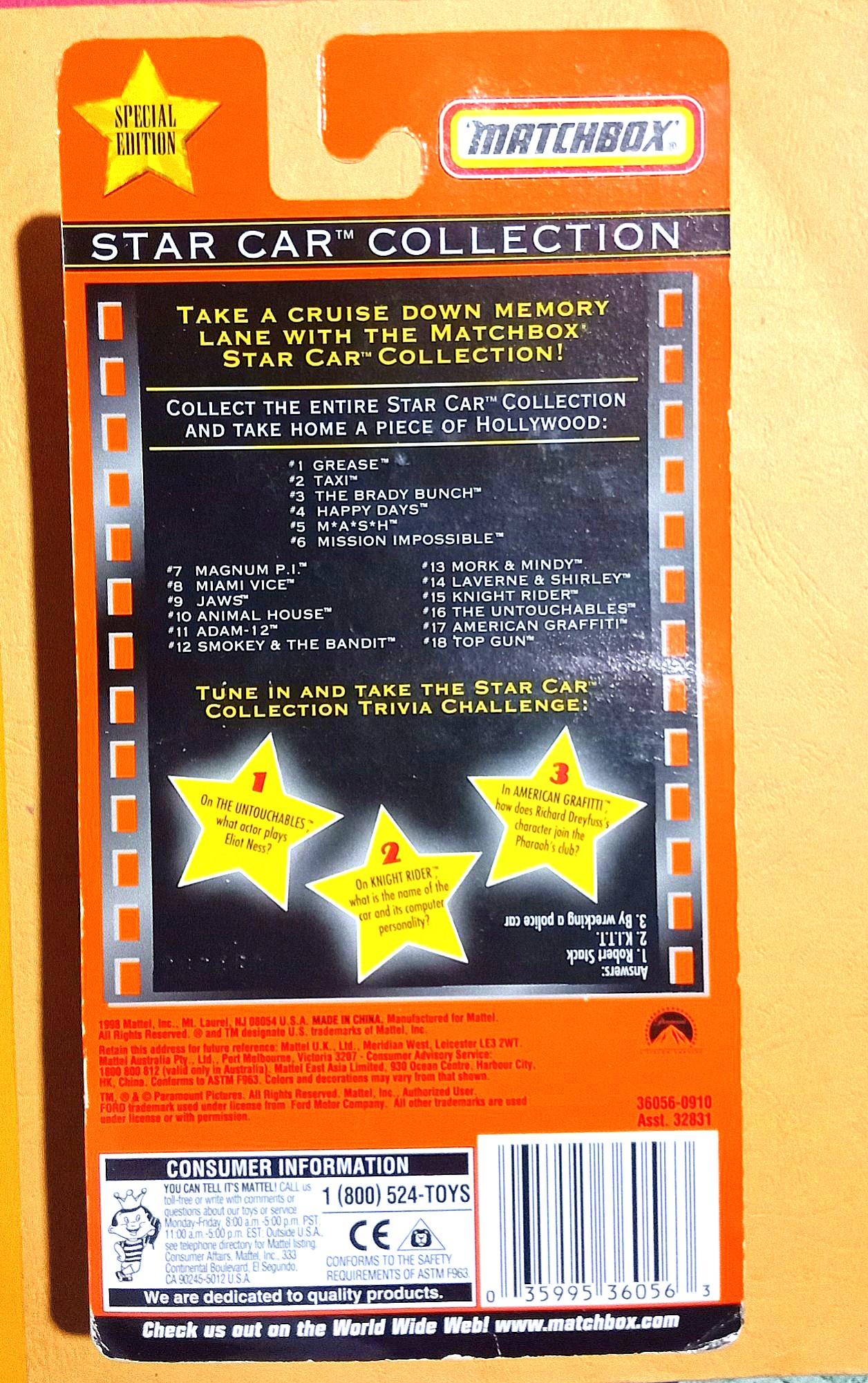 Matchbox star car diecast mattel special edition movie untouchables toy ...