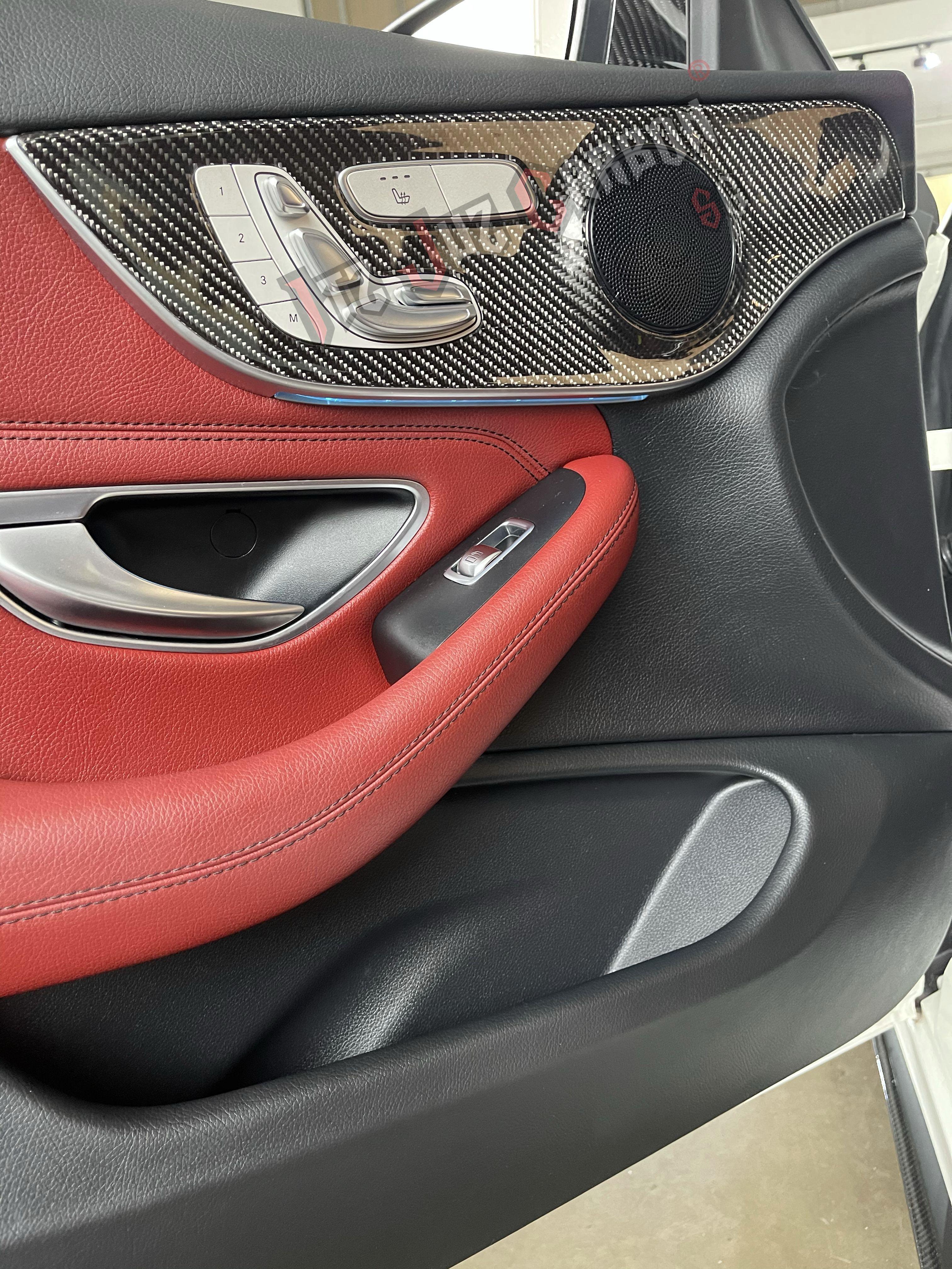 Mercedes W205 Coupe Carbon fiber interior door trim & dashboard trim ...