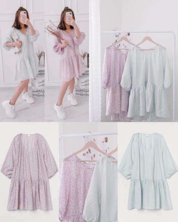 Puffy sleeve korean baby doll dress