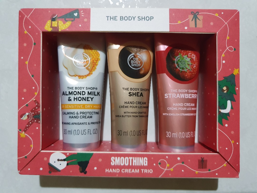 The Body Shop Hand Cream Trio Almond Shea Strawberry, Beauty & Personal ...