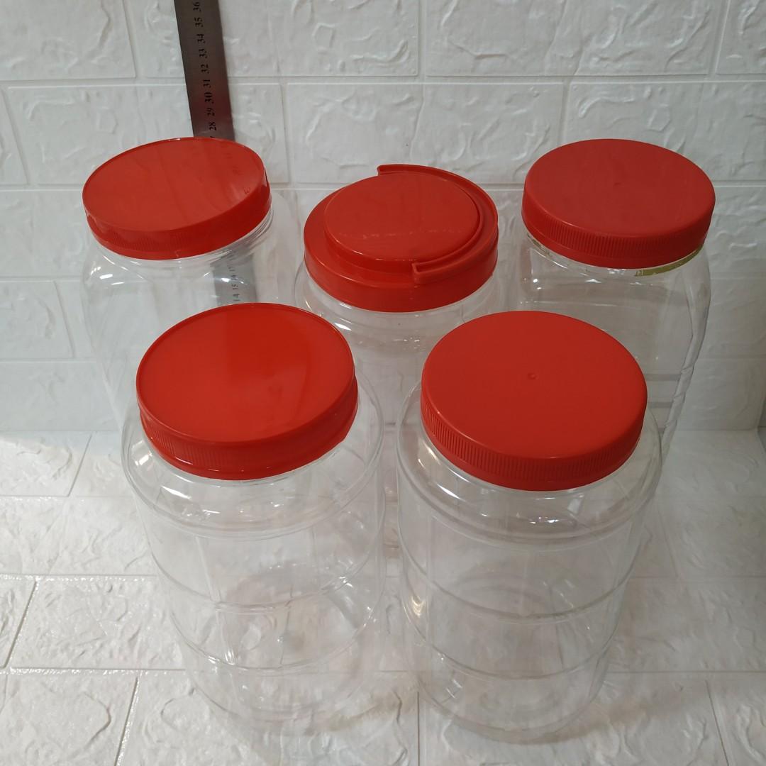 6pcs Besar balang kuih Kosong big Plastic Red Cover clear Container ...