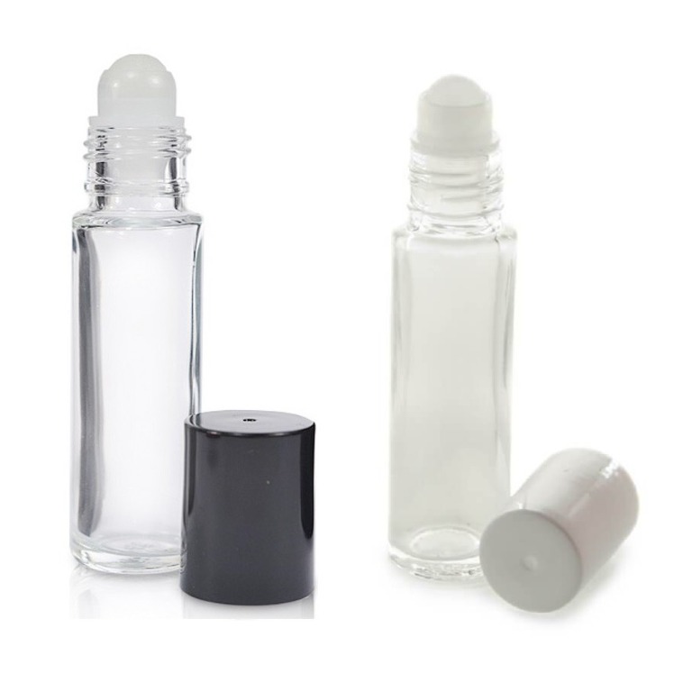 Clear Thick Roller Bottle Plastic Ball Roll On 10ml Black White Cap ...