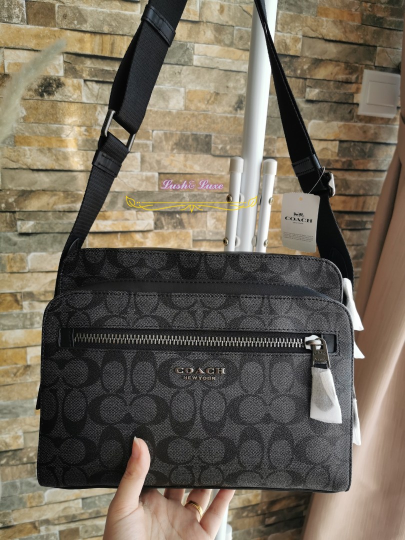 Coach West Camera Bag in Signature Canvas, Men's Fashion, Bags, Sling ...