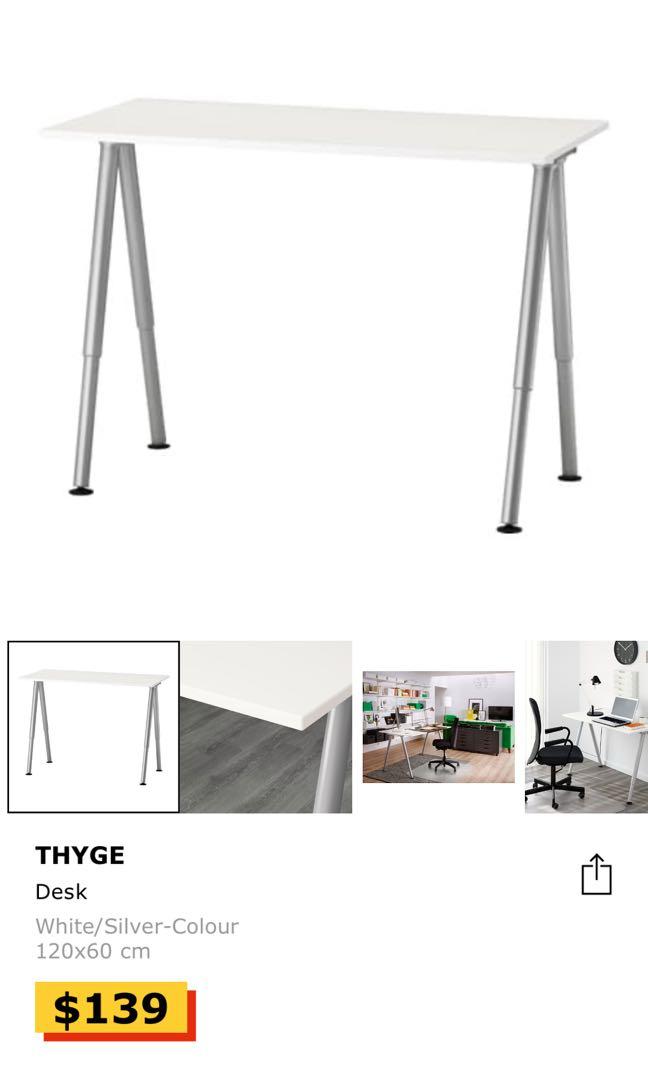 Desk ikea Thyge adjustable, Furniture & Home Living, Furniture, Tables ...