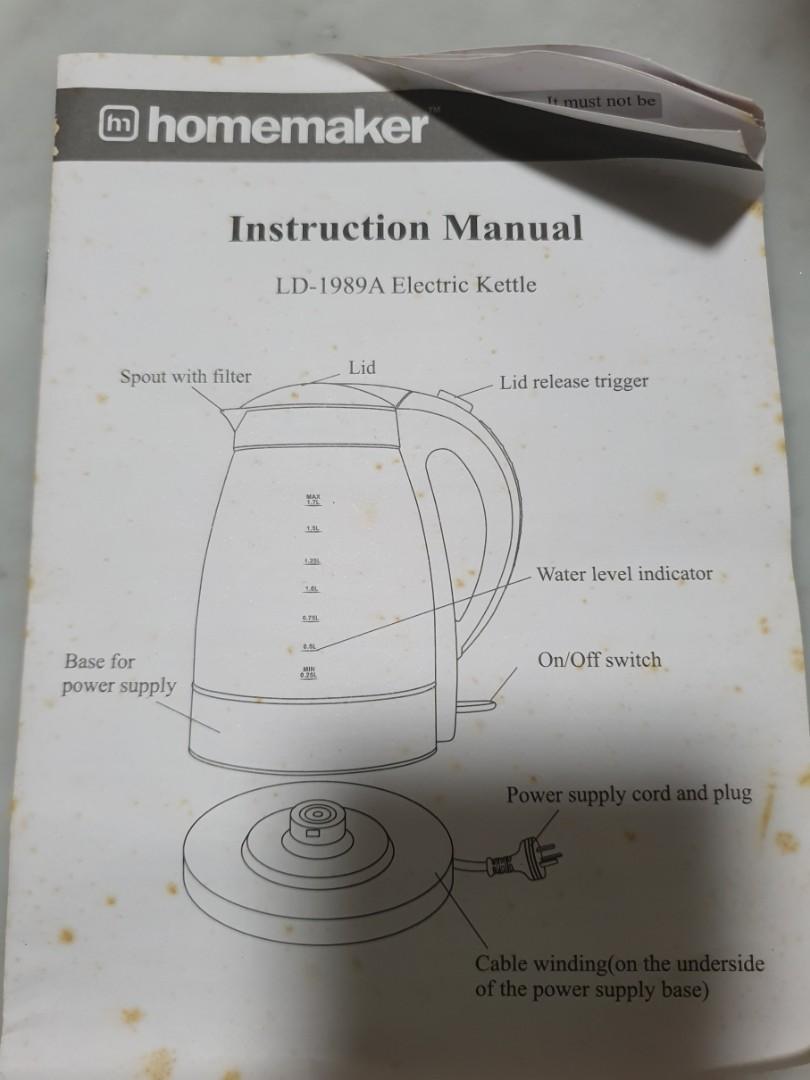 Homemaker glass kettle, Furniture & Home Living, Kitchenware ...