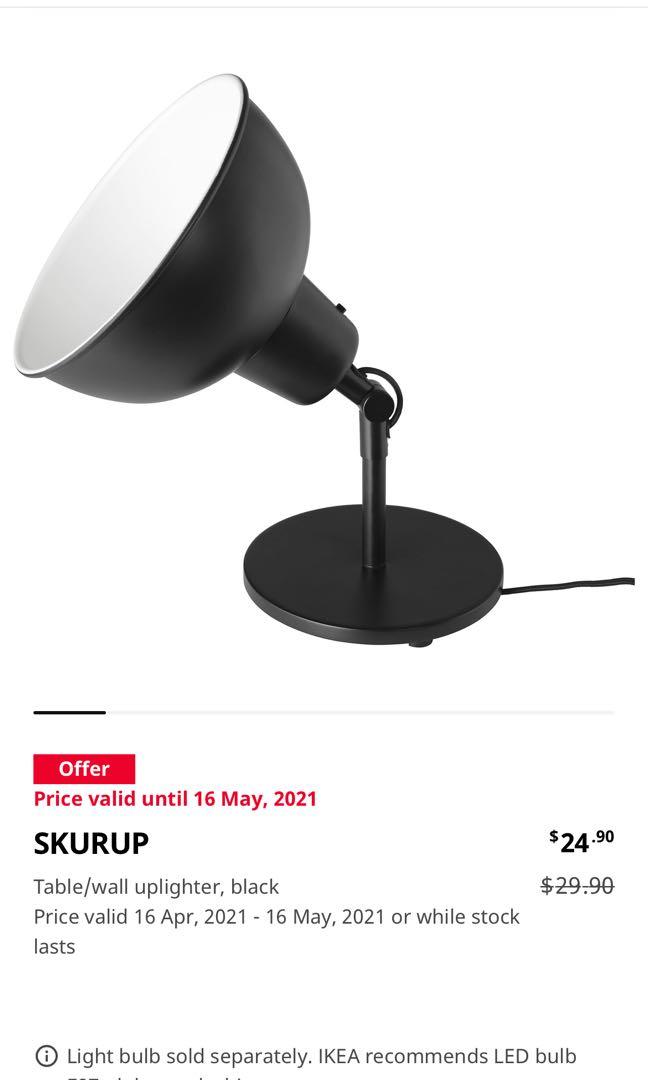 Ikea Skurup Lamp with E27 clear bulb, Furniture & Home Living, Lighting ...
