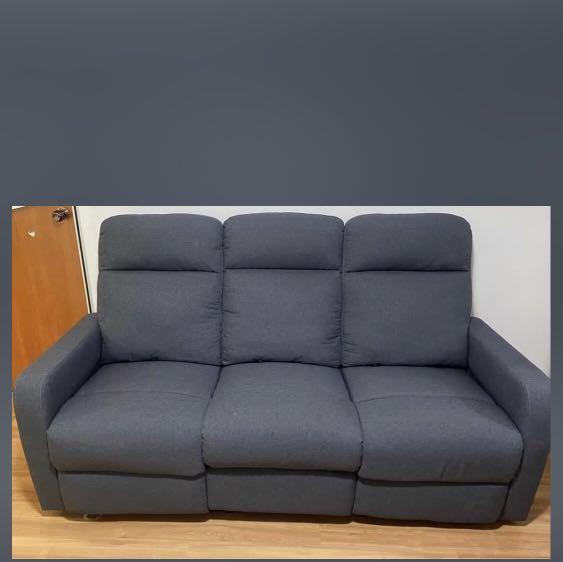 KOSMO 3RR SEATER (FAB) DK GREY FABRIC RECLINER SOFA, Furniture & Home ...