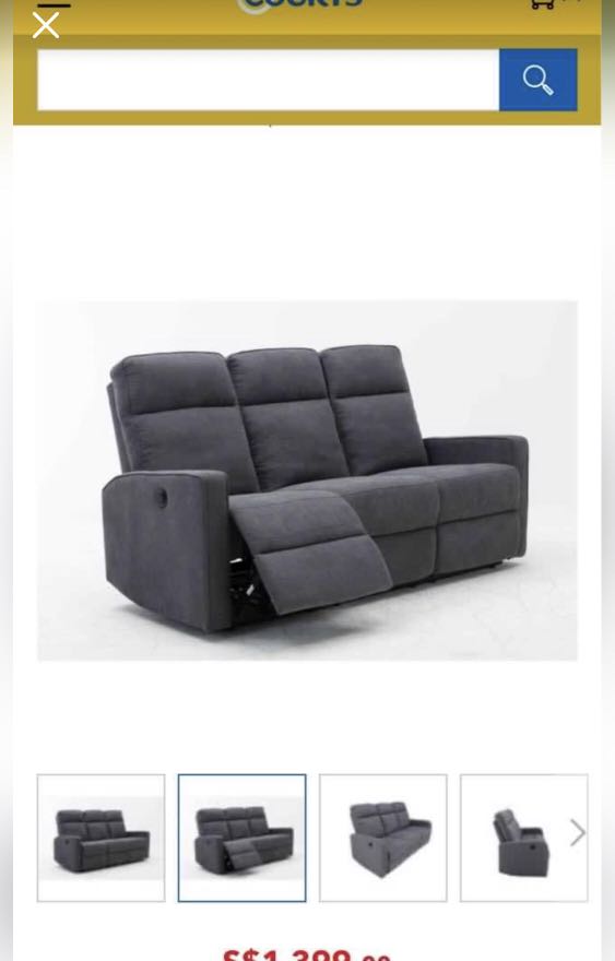 KOSMO 3RR SEATER (FAB) DK GREY FABRIC RECLINER SOFA, Furniture & Home ...