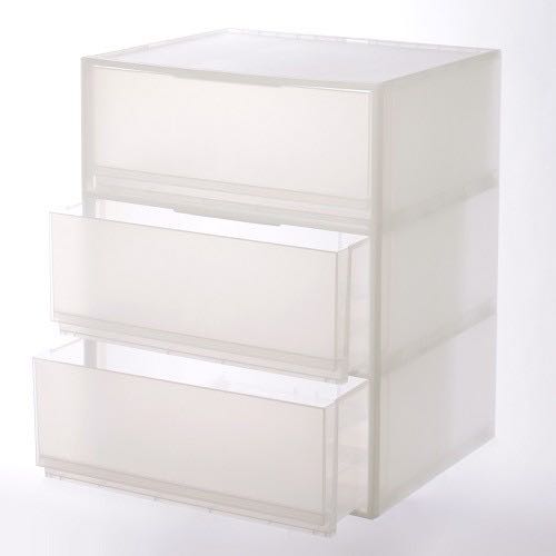 MUJI Polypropylene Storage Drawer - Wide Large 3 Drawer, Furniture ...