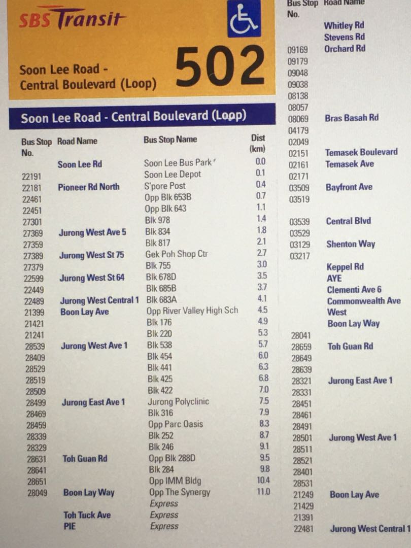 [Read Description] Old Excel Bus Guides for SBS Transit Express ...