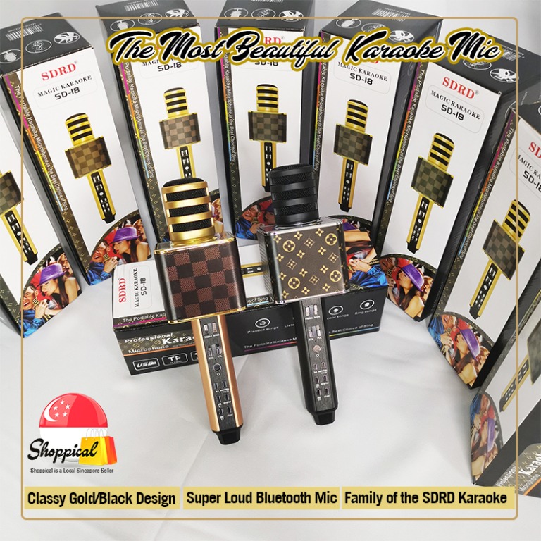 SD-18 (SD18) Magic Karaoke - Microphone Wireless Bluetooth Handheld Speaker Condenser Mic USB ...