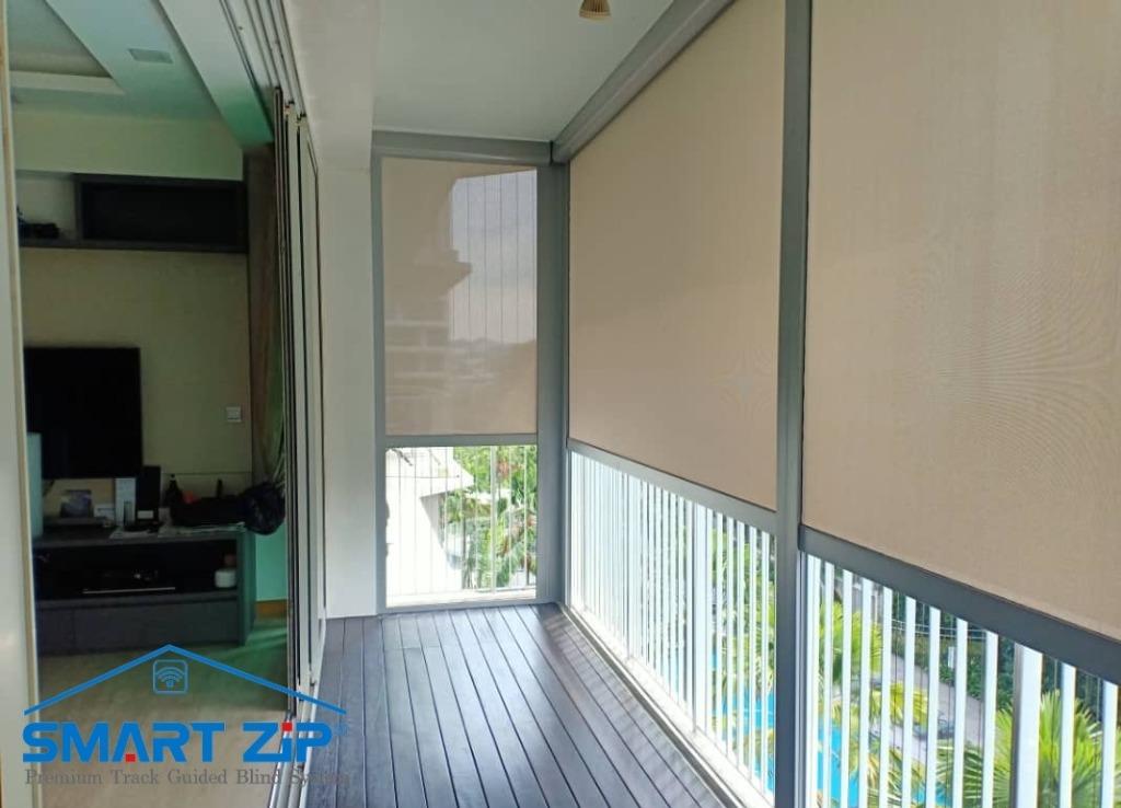 SmartZip Track Outdoor Screen Blinds for Condo Balcony, Furniture ...